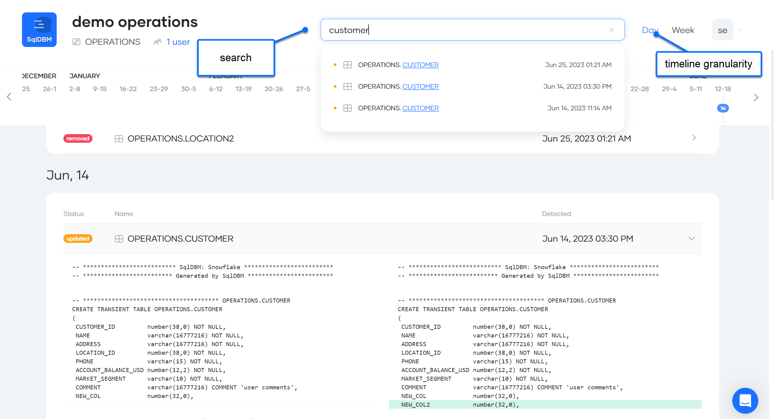 DB Schema Monitoring - Visual Changelog – SqlDBM