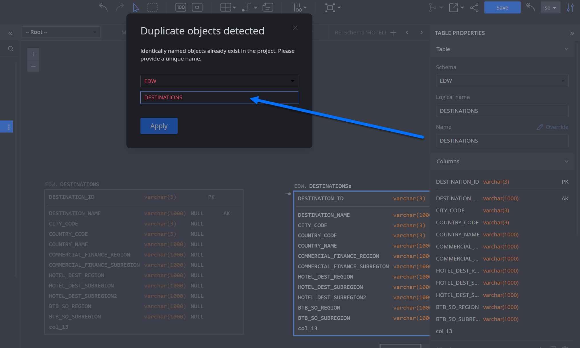 Object naming and uniqueness – SqlDBM