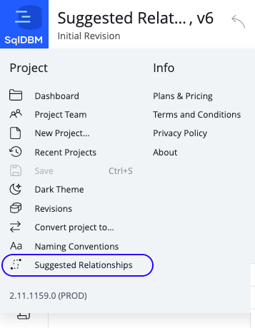 Suggested Relationships – SqlDBM