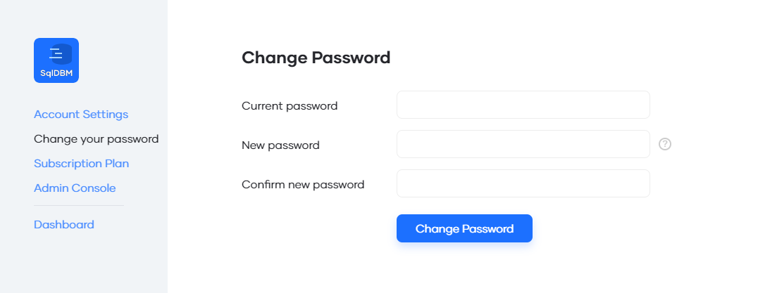 Change your password – SqlDBM