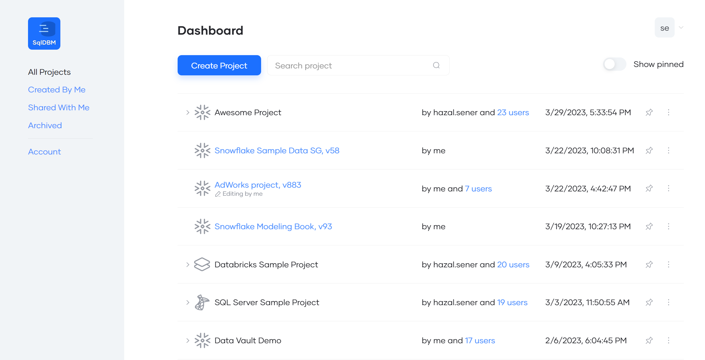 Dashboard – SqlDBM