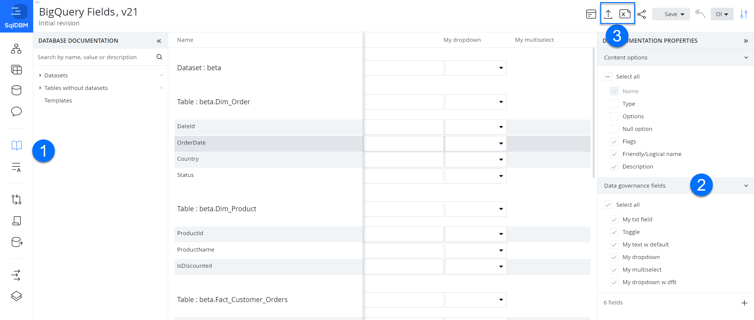 Documentation Import & Export via Excel – SqlDBM