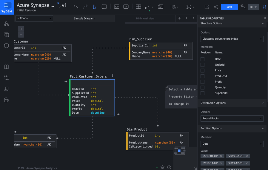 Azure Synapse Analytics Tables – SqlDBM