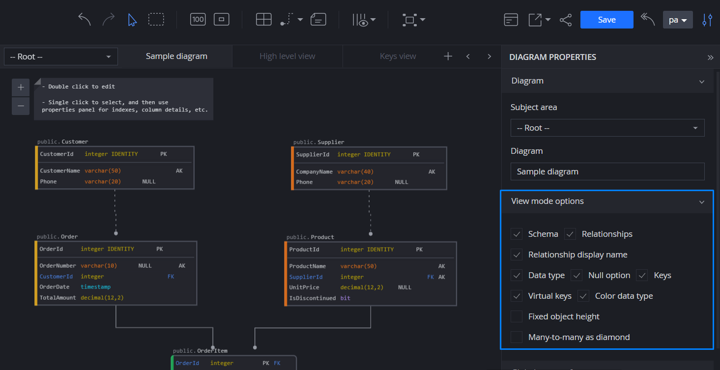 View Modes – SqlDBM