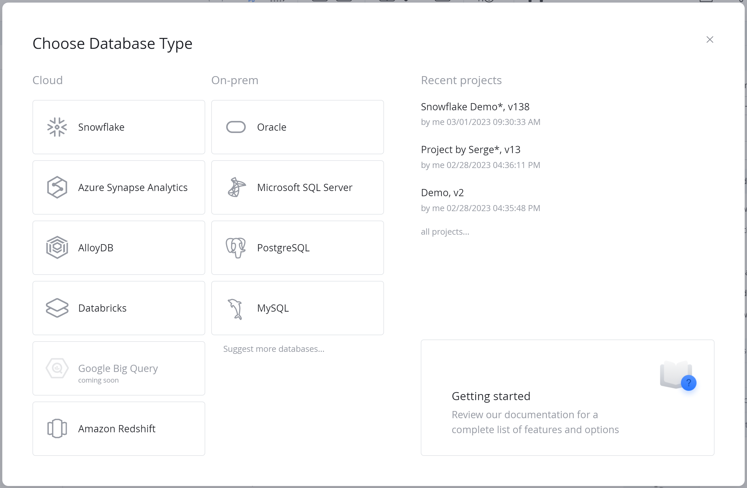 Creating a project – SqlDBM