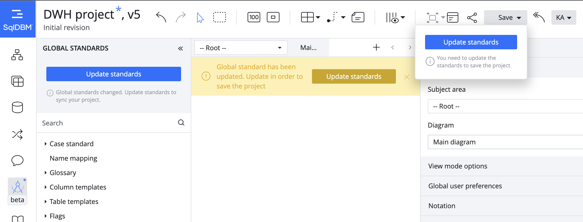 Global Standards – SqlDBM